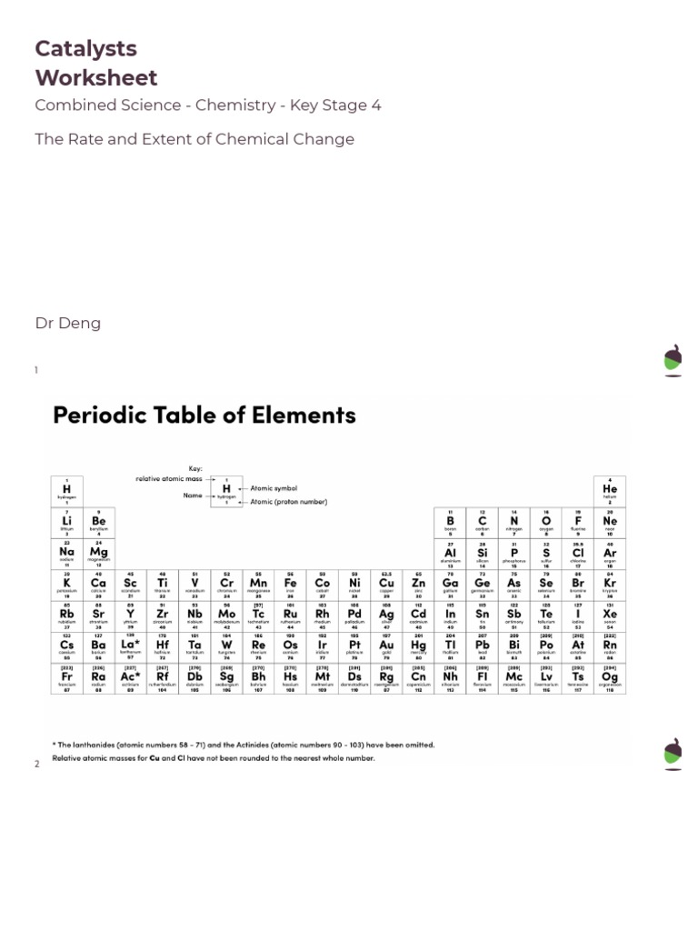 Chemistry ks4 Lesson CHM Y11 U1 l10 | PDF | Catalysis | Chemical Reactions