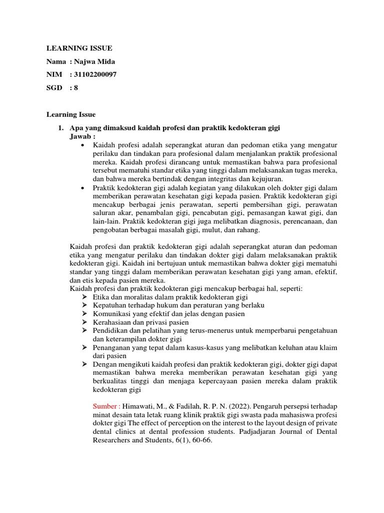 Learning Issue LBM 1 SGD 8 - Najwa Mida - 31102200097 | PDF