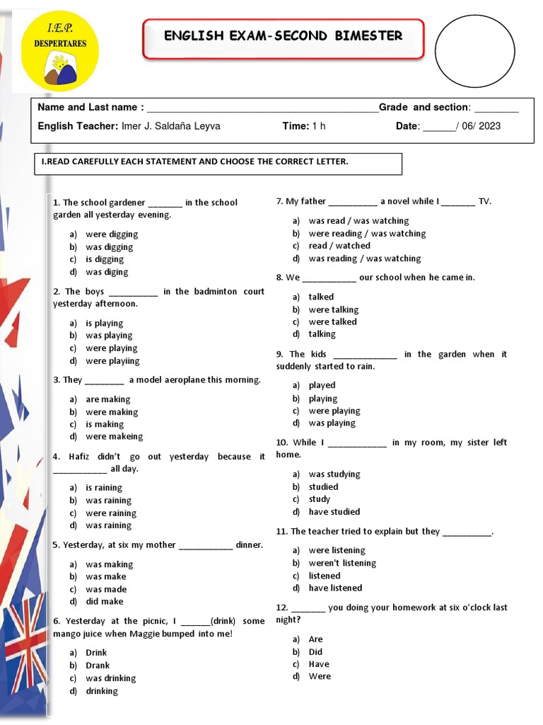English Examen Second Bimester | PDF | Linguistics