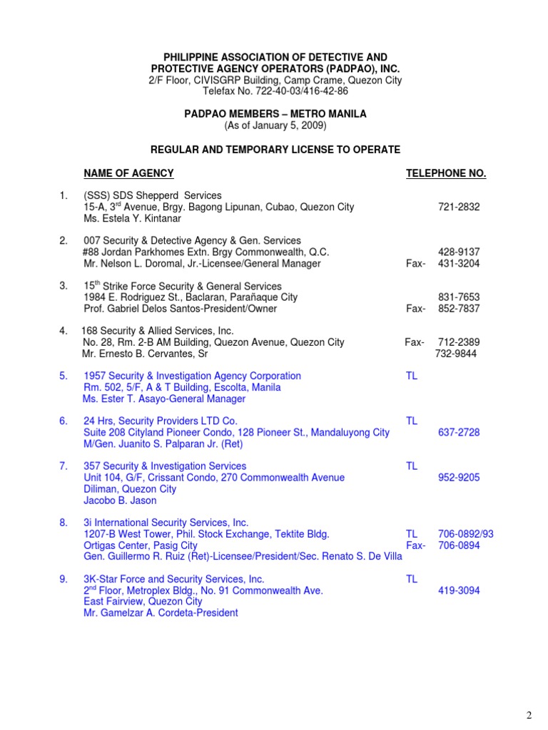 01 - PADPAO Members - Metro Manila | PDF | Metro Manila | Makati