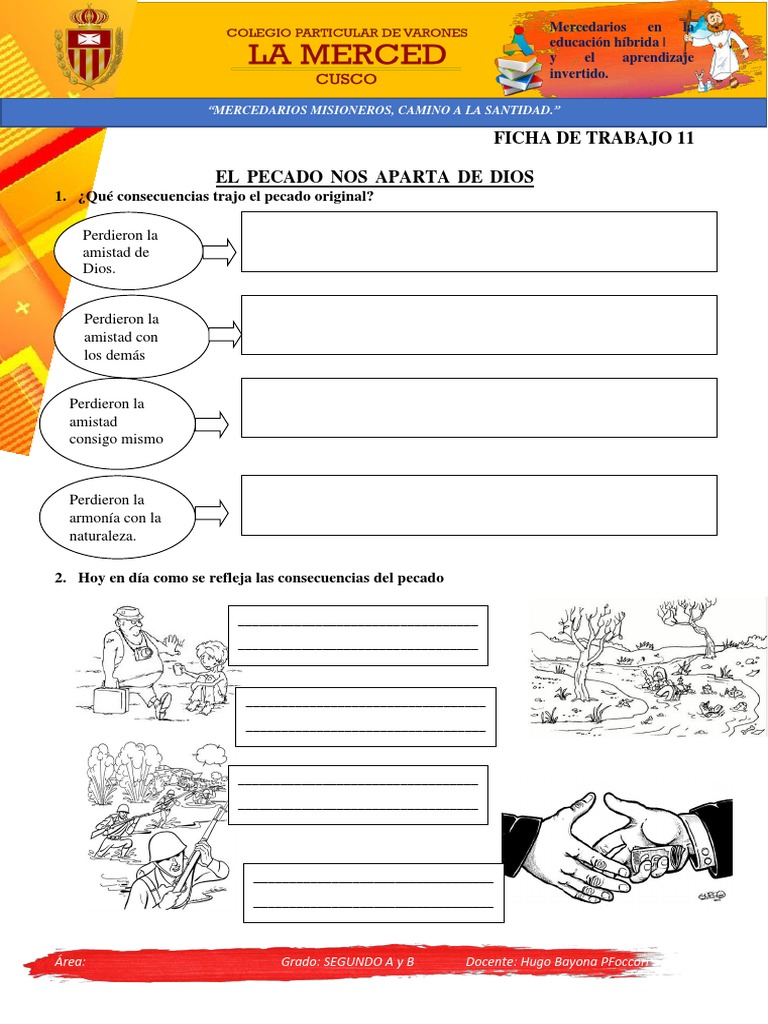 Ficha de Actividad 11 El Pecado Nos Aparta de Dios | PDF | Pecado ...