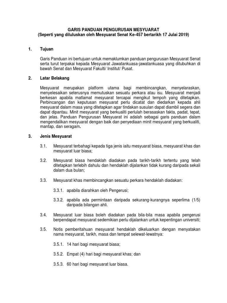 Garis Panduan Mesyuarat 1 | PDF