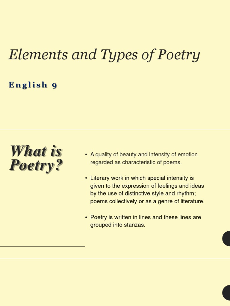 1.4 Elements and Types of Poetry | PDF | Poetry | Metre (Poetry)