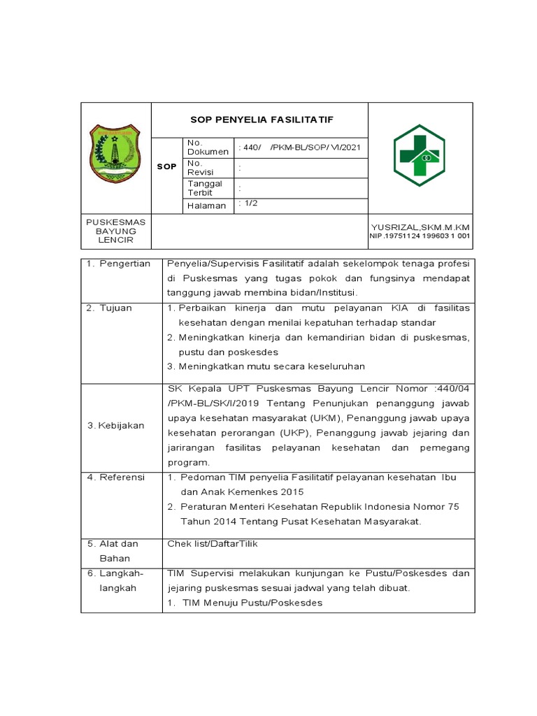 SOP Penyelia Fasilitatif Di Desa | PDF