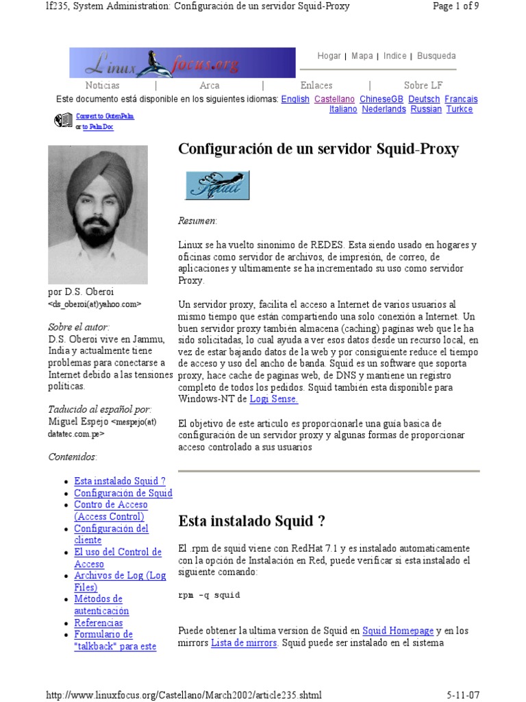 Configuración de un servidor Squid-Proxy | PDF | Servidor proxy | Autenticación