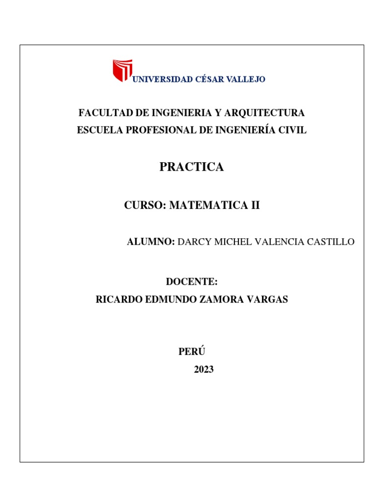 Práctica Matemática II - Ingeniería Civil | PDF