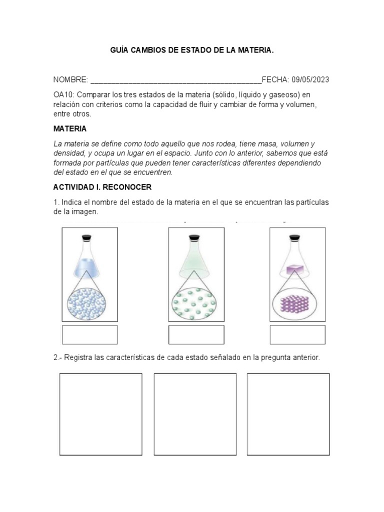 Guía Cambios de Estado de La Materia | PDF | Ciencia y matemáticas