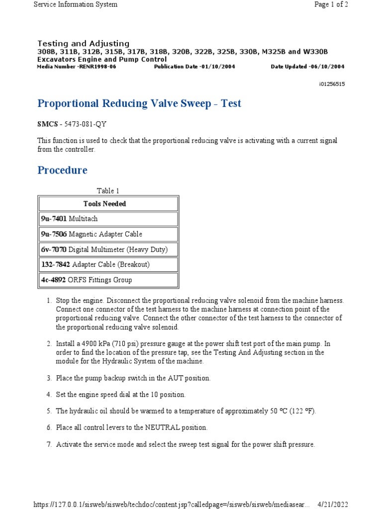 Proportional Reducing Valve Sweep-Test | PDF | Valve | Pressure