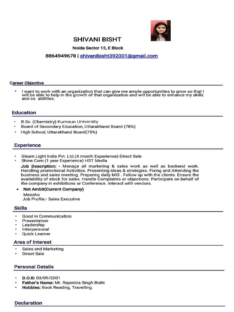 Shivani Bisht CV | PDF