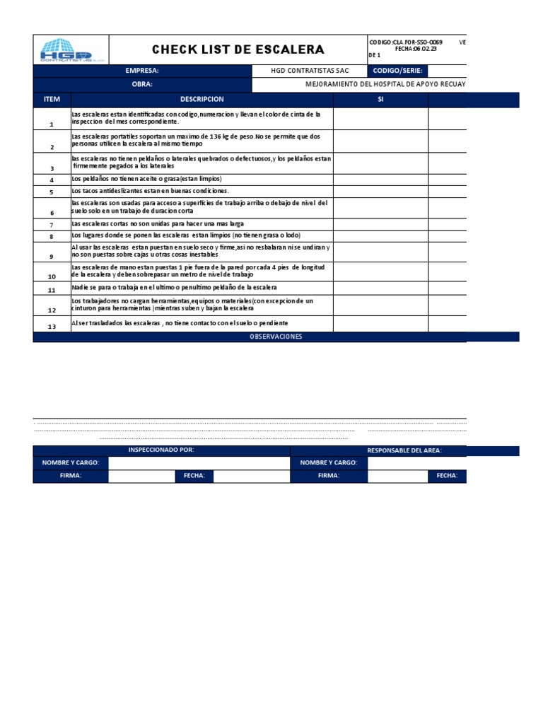 Check List de Escalera | PDF