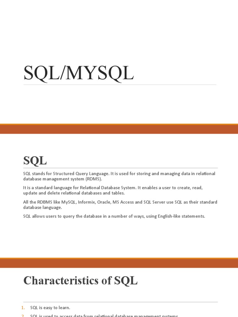 Sql Mysql Pdf Sql Relational Database