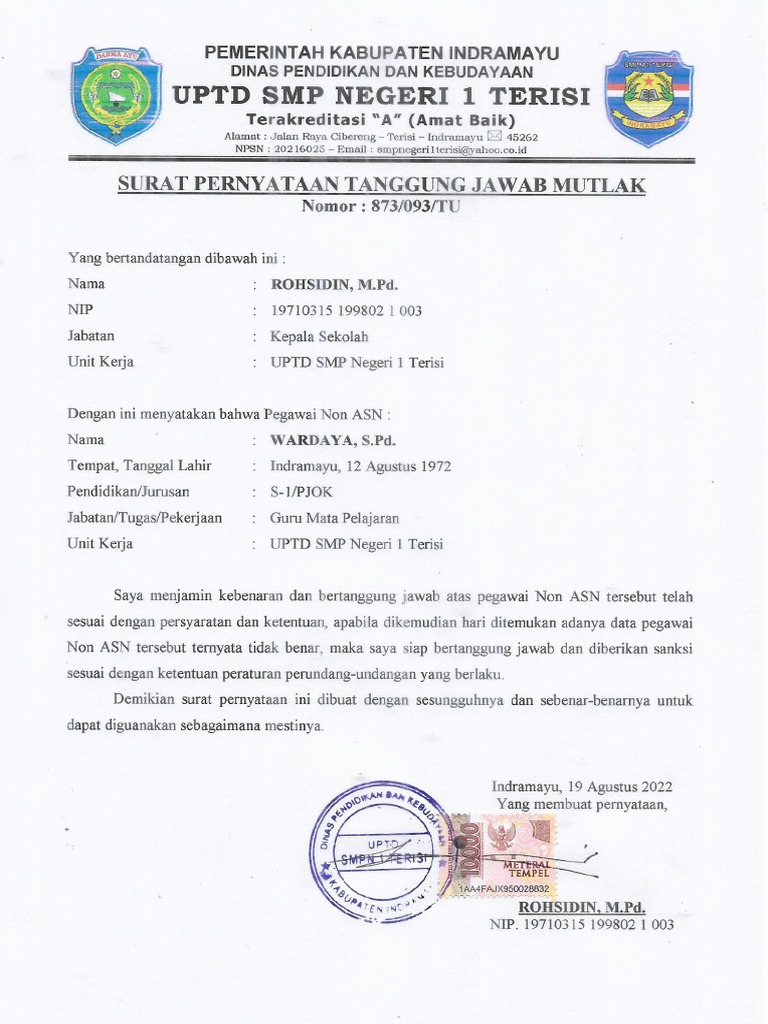 SPTJM Sekolah - Wardaya | PDF