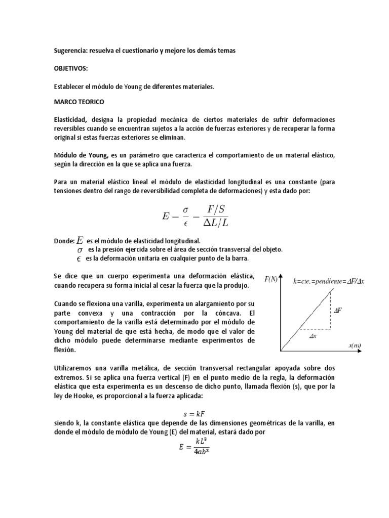 Modulo de Young | PDF | El módulo de Young | Elasticidad (Física)