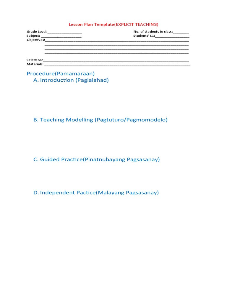 Comprehensive Lesson Plan Template | PDF | Career & Growth | Self-Improvement