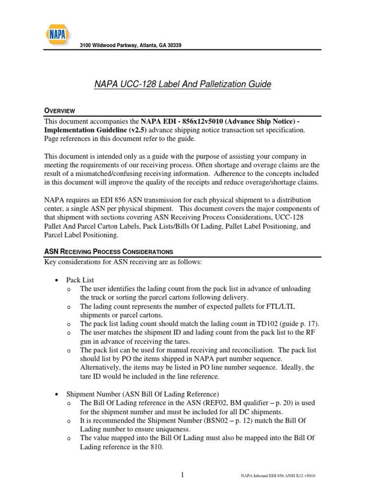 Napa 856X12v5010-UCC-128 Label and Palletization Guide-V2.9-2022 - 07 ...