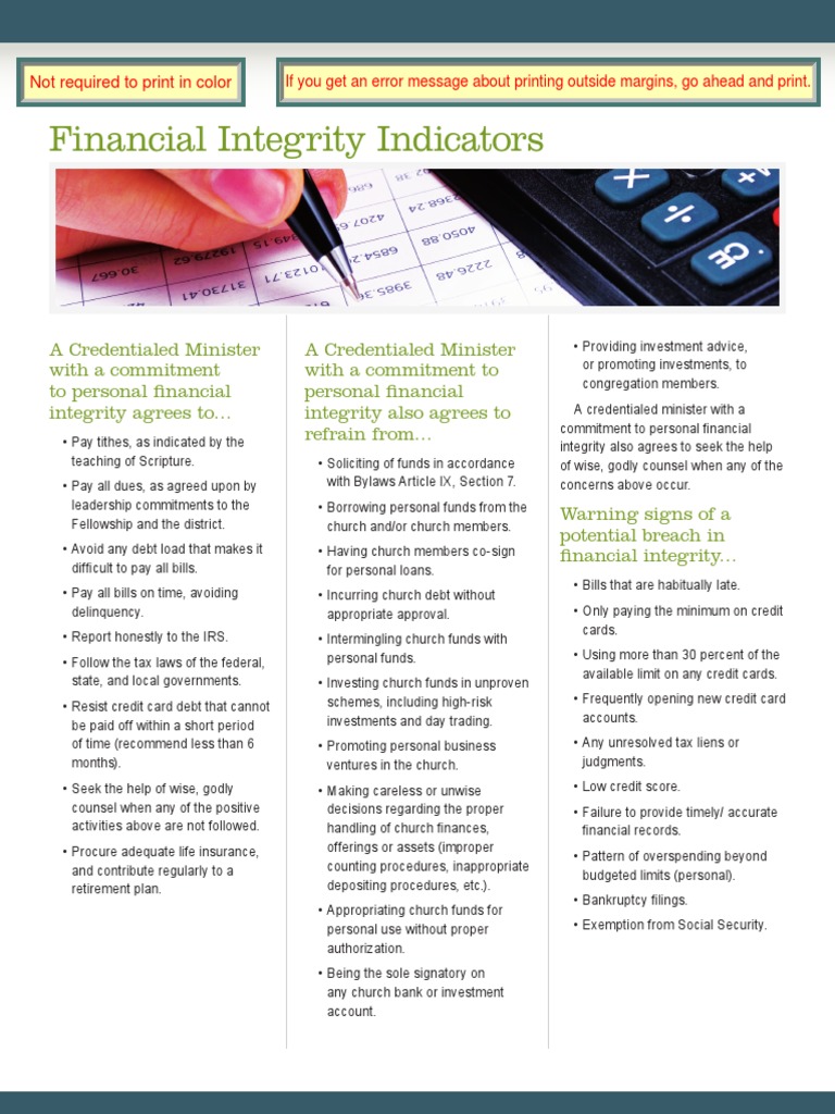 Financial Integrity Indicators | PDF | Credit | Finance & Money Management