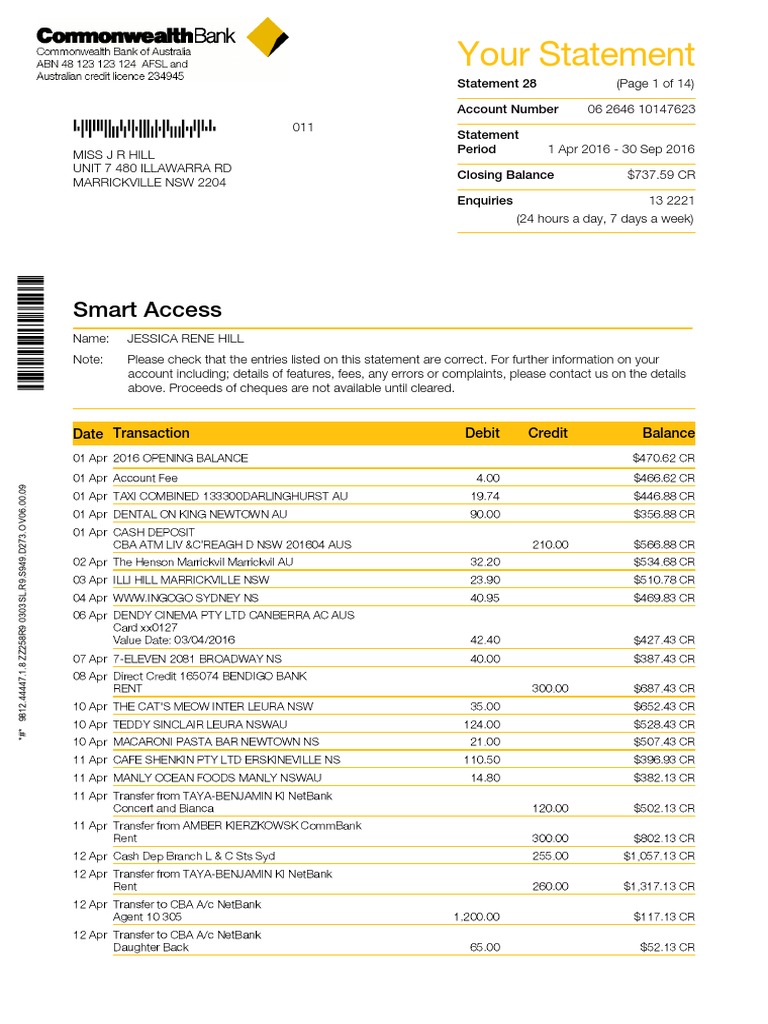 Bank Statement | PDF | Debits And Credits | Credit Card