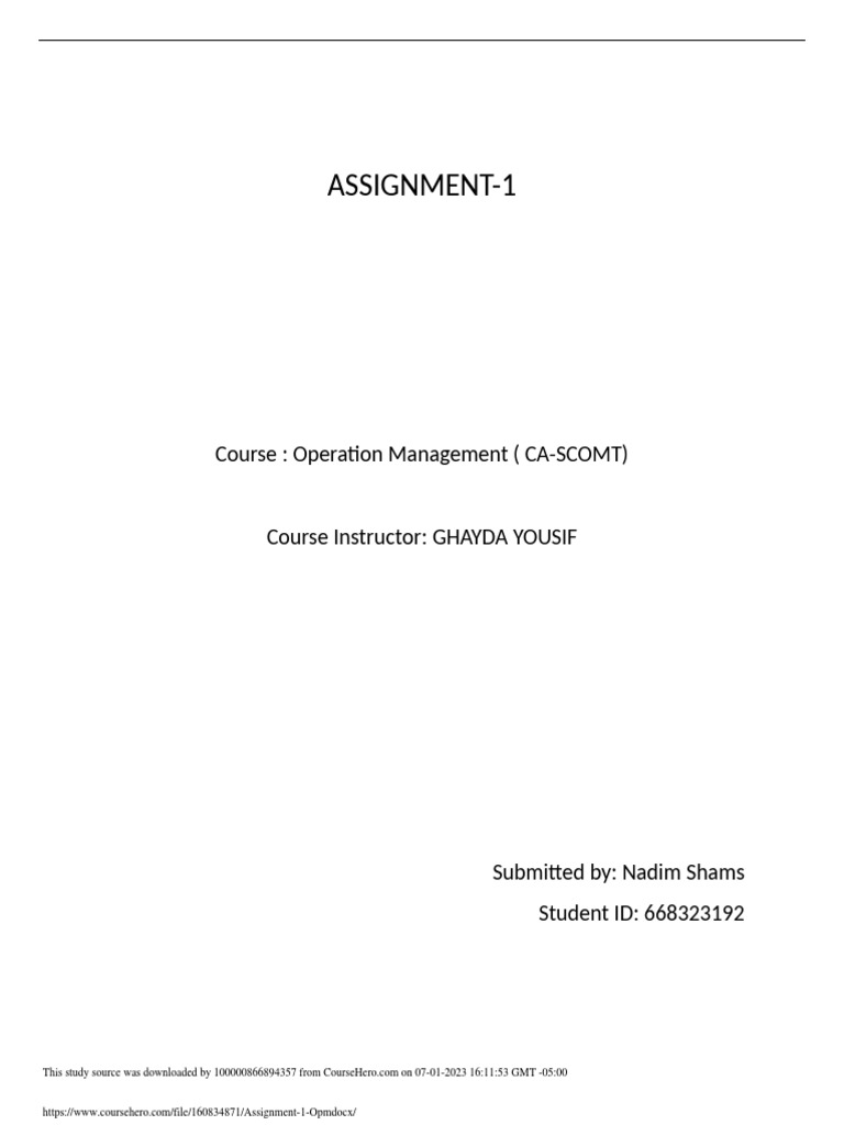 Assignment 1 Opm | PDF | Lean Manufacturing | Inventory