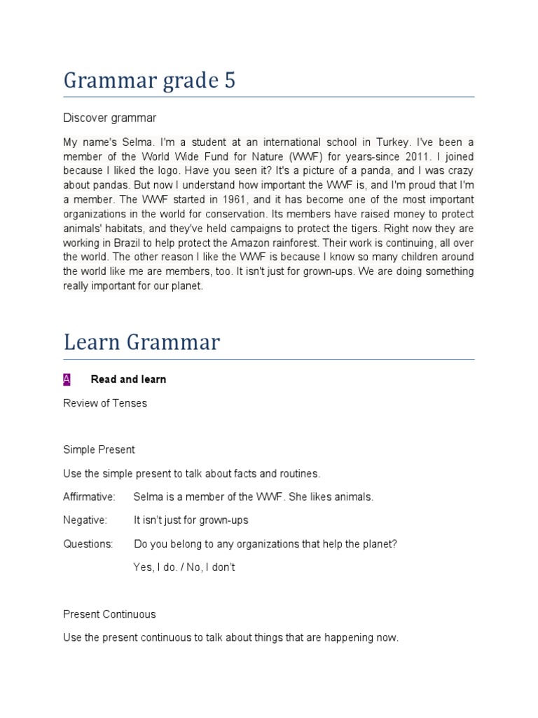 Grammar Grade 5 Pdf