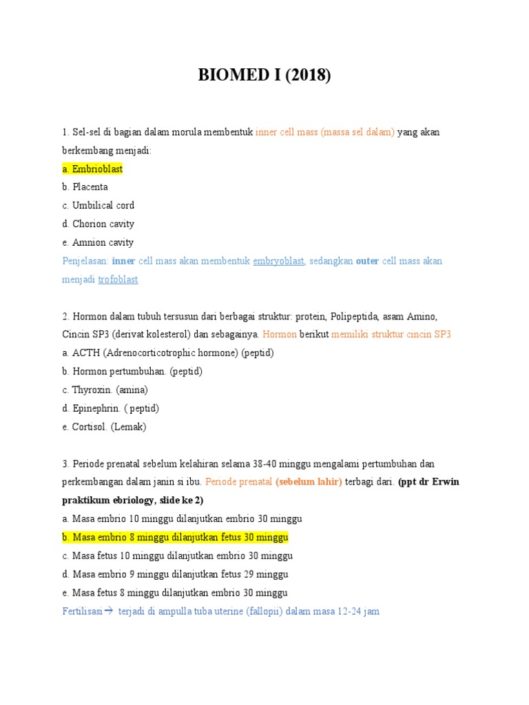 Pembahasan Biomed I (2018) | PDF