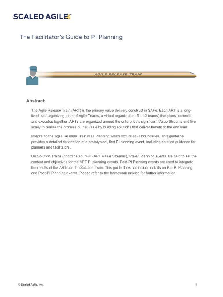 Facilitators Guide To PI Planning (5.0) | PDF | Scrum (Software ...
