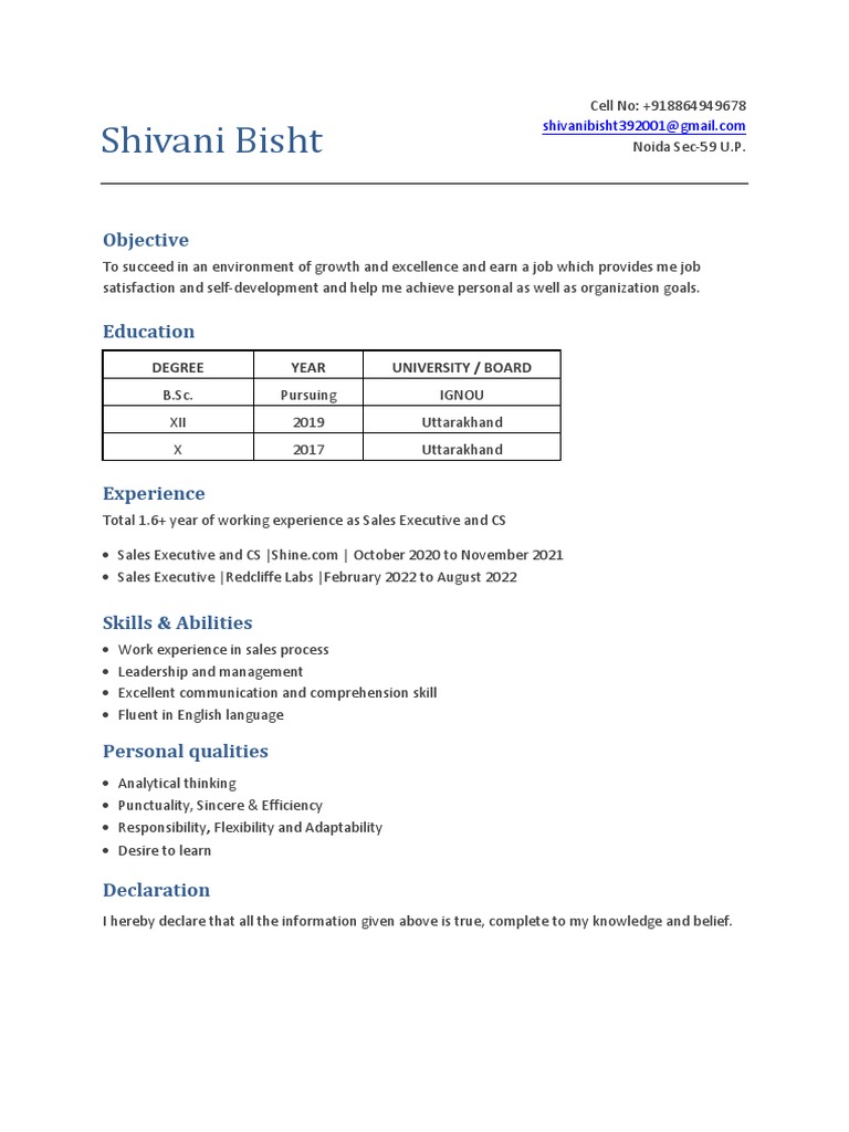 CV, Shivani Bisht-1 | PDF