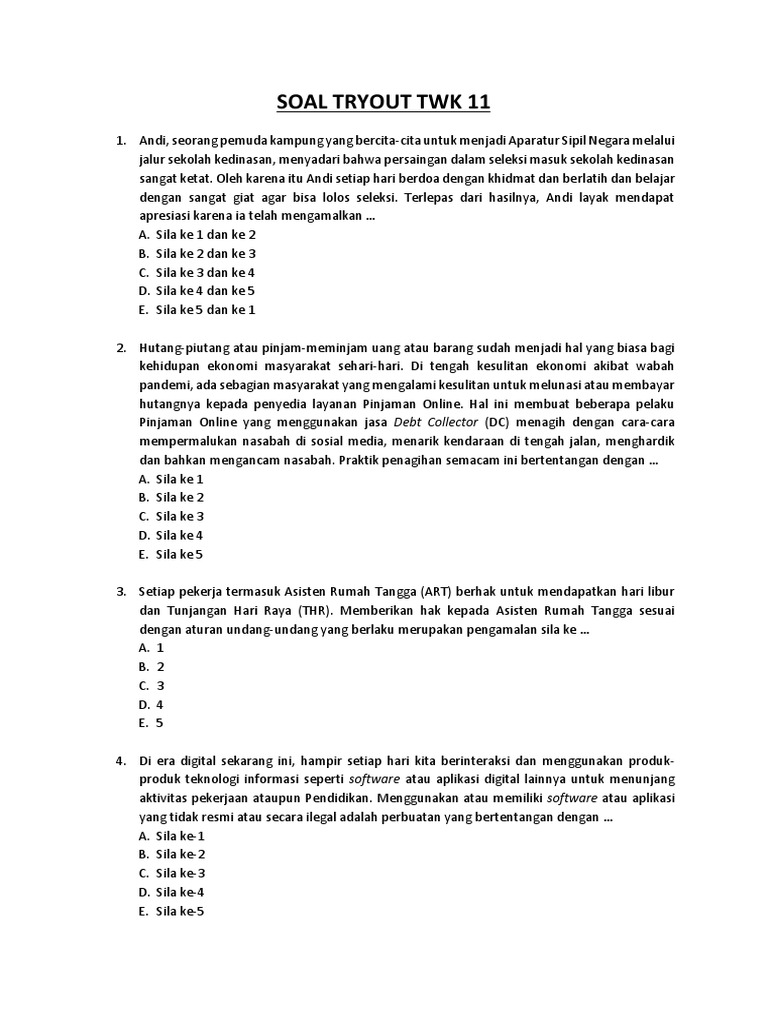 Soal Tryout TWK 11 | PDF
