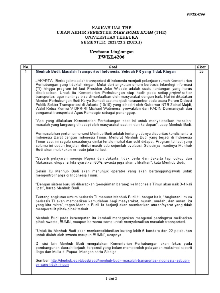 Naskah PWKL4206 The 1 | PDF