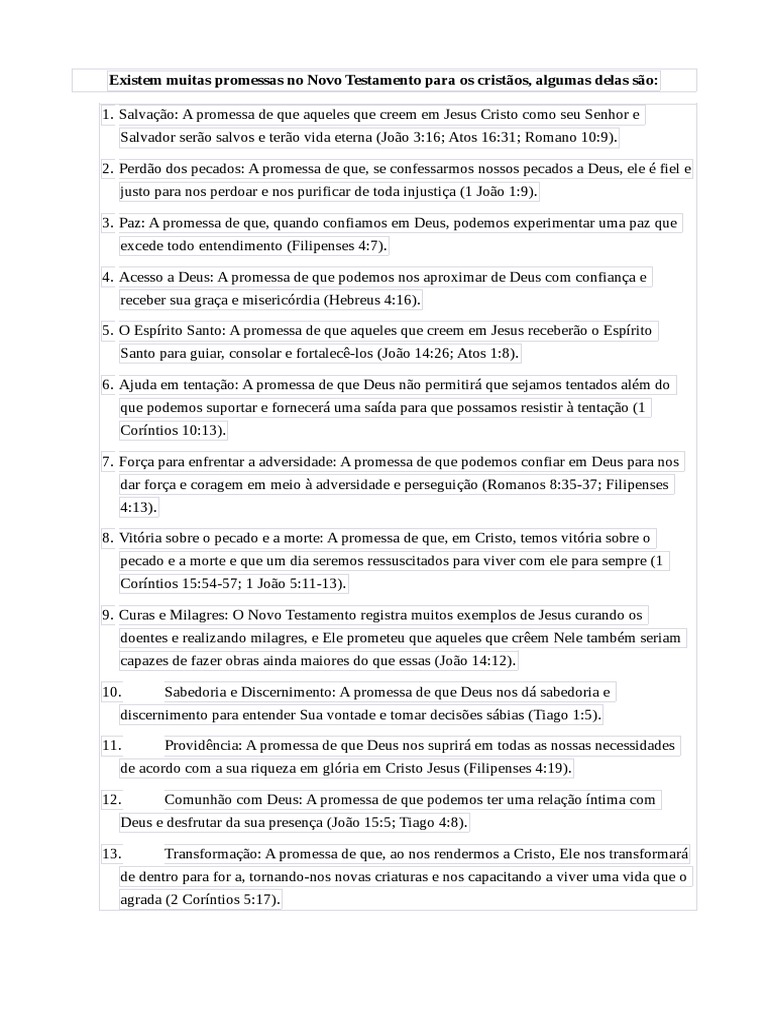 31 Promessas No Novo Testamento para Os Cristãos | PDF | Pecado | Jesus