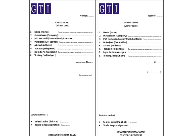 Form Buku Tamu-Rev.00 2023 | PDF