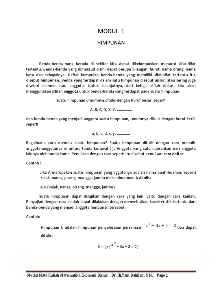 Modul Math 1-14 Bu Yani Dahlia | PDF