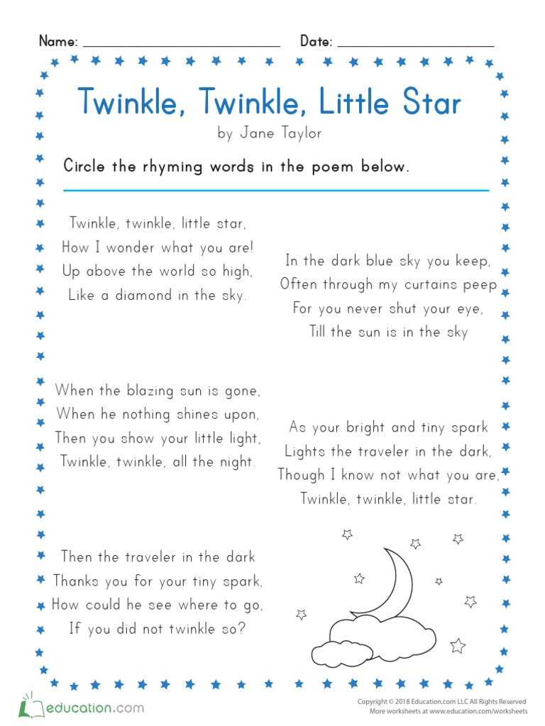 Twinkle Twinkle Little Star Poem | PDF | Home & Garden