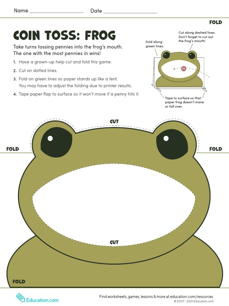 Worksheet Coin Toss Game Frog | PDF