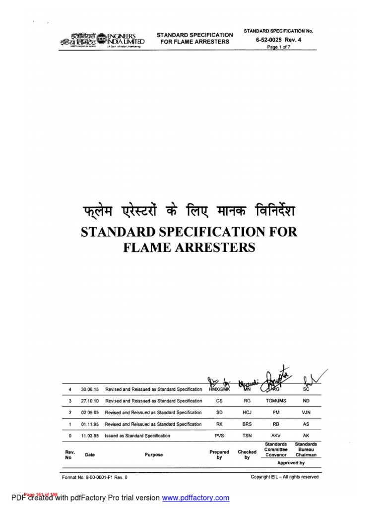 EIL Spec & ITP For FA & PVRV | PDF
