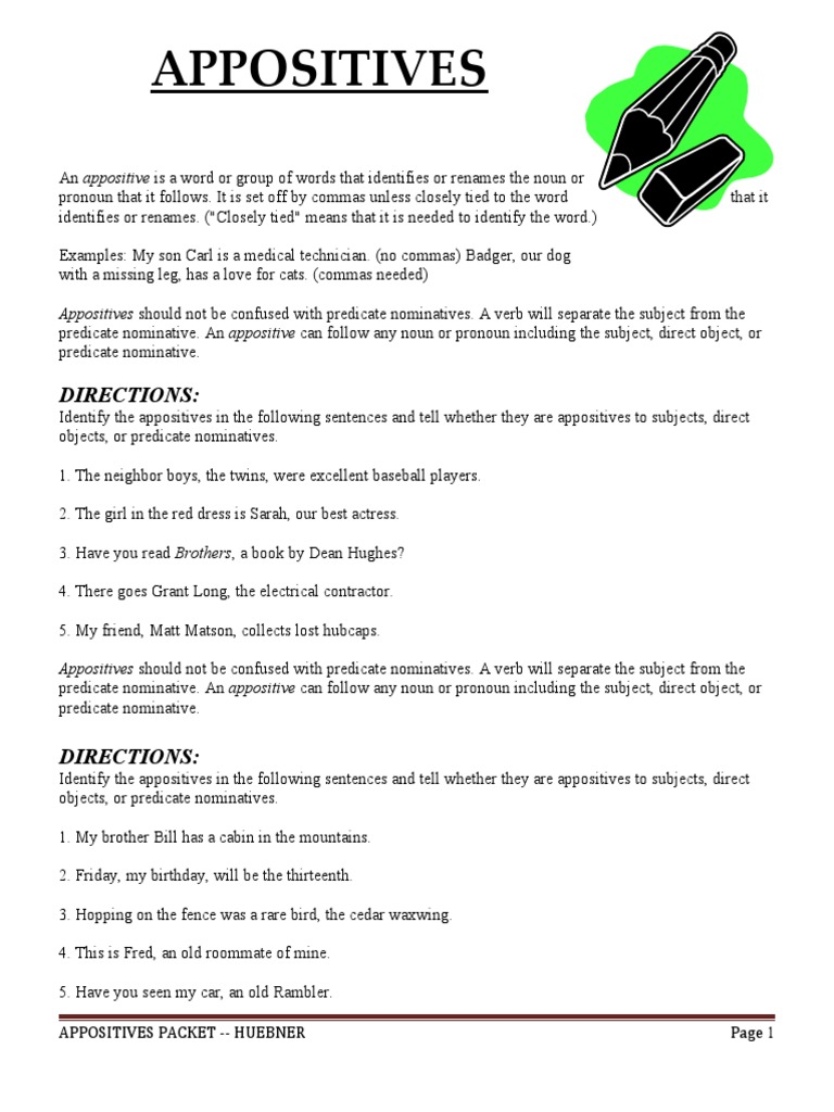 Appositives | PDF | Subject (Grammar) | Predicate (Grammar)