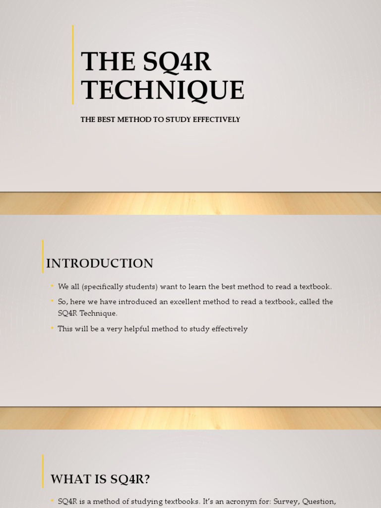 SQ4R Technique | PDF | Textbook | Cognition