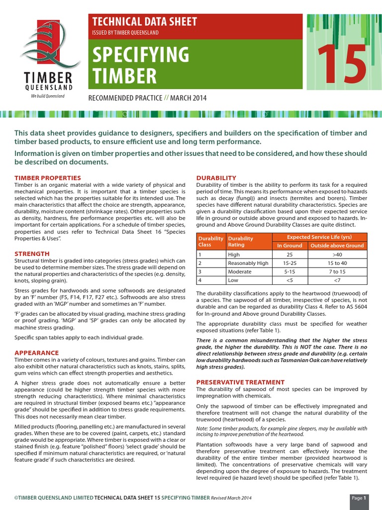 TQ 15 Specifying-Timber Final | PDF | Lumber | Plywood