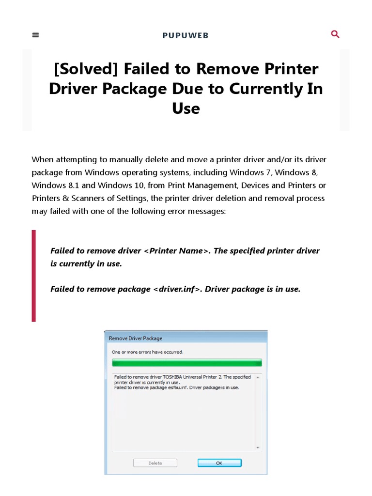 PRINTER - TIDAK BISA HAPUS PRINTER Failed To Remove Printer Driver ...
