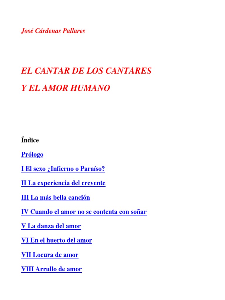 José Cárdenas Pallares - El Cantar de Los Cantares y El Amor Humano | PDF | Canción de canciones ...
