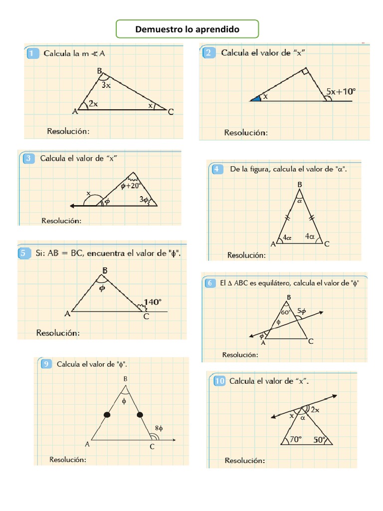 Ejercicios De Triangulos 2023 Pdf