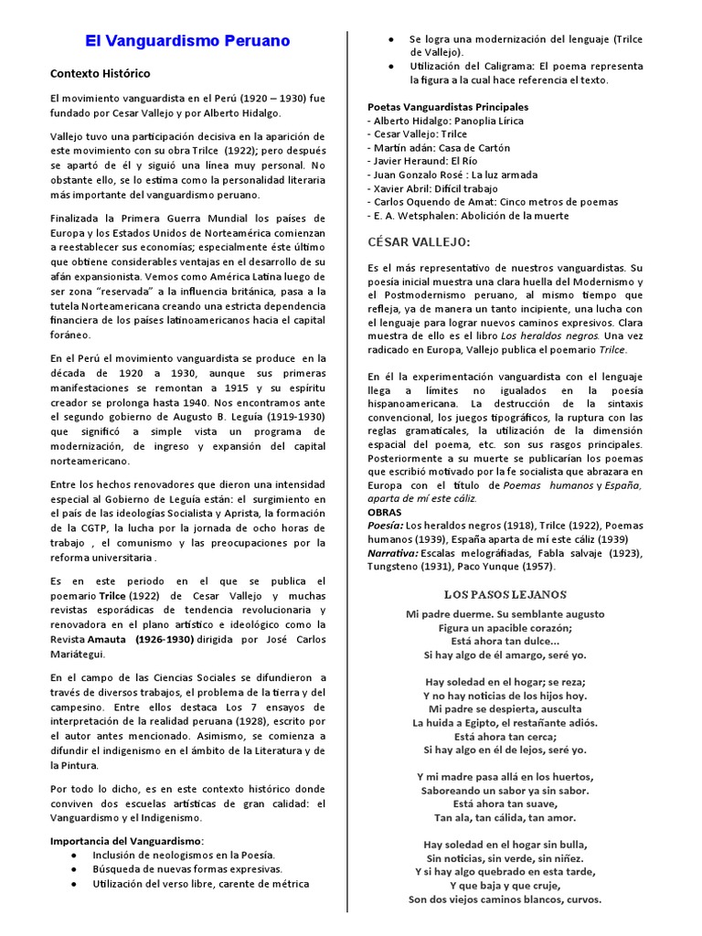Vanguardismo Peruano: Contexto y Poetas | PDF | Vanguardia
