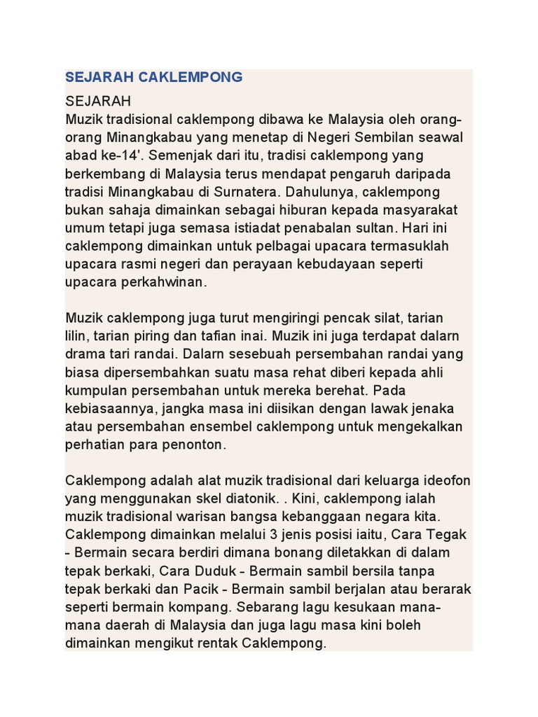 Sejarah Caklempong | PDF