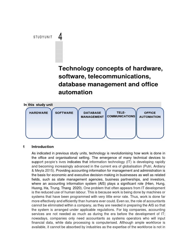 AIN1501 - Study Unit - 4 | PDF | Databases | Modem