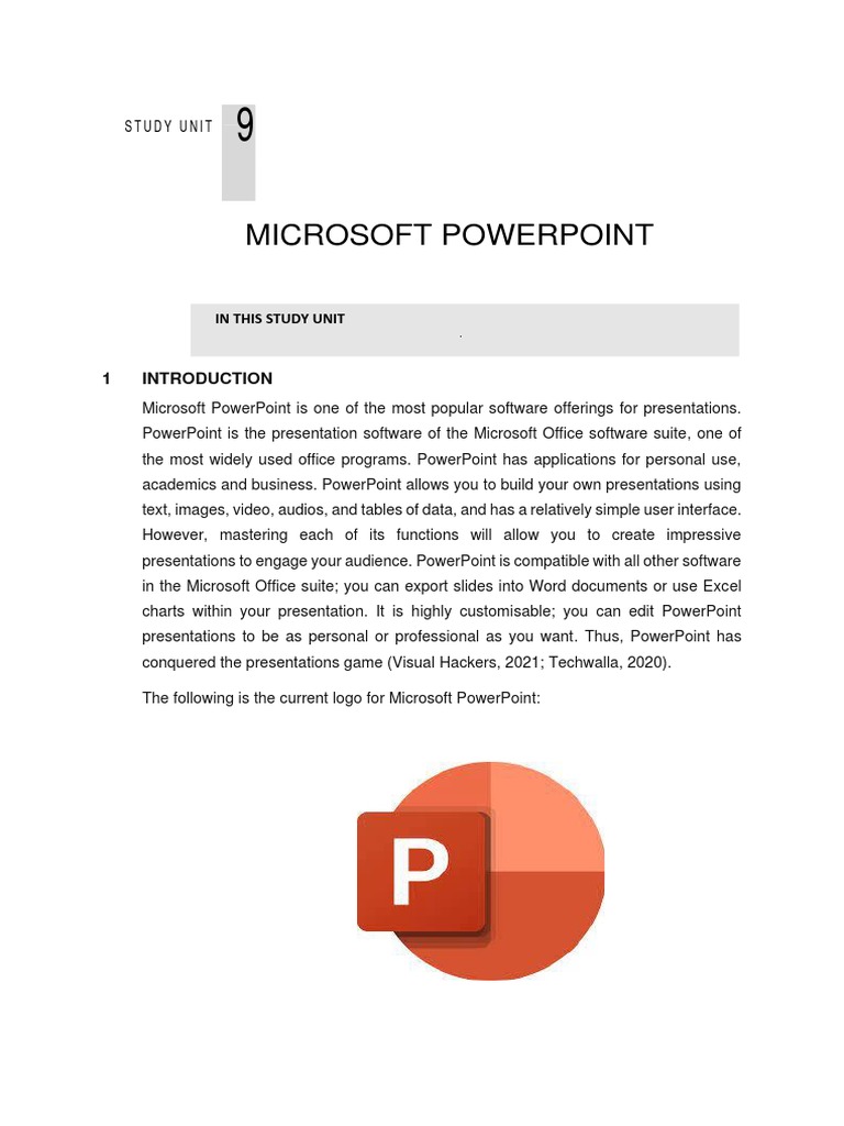 AIN1501 - Study Unit - 9 | PDF | Microsoft Power Point | Microsoft Office