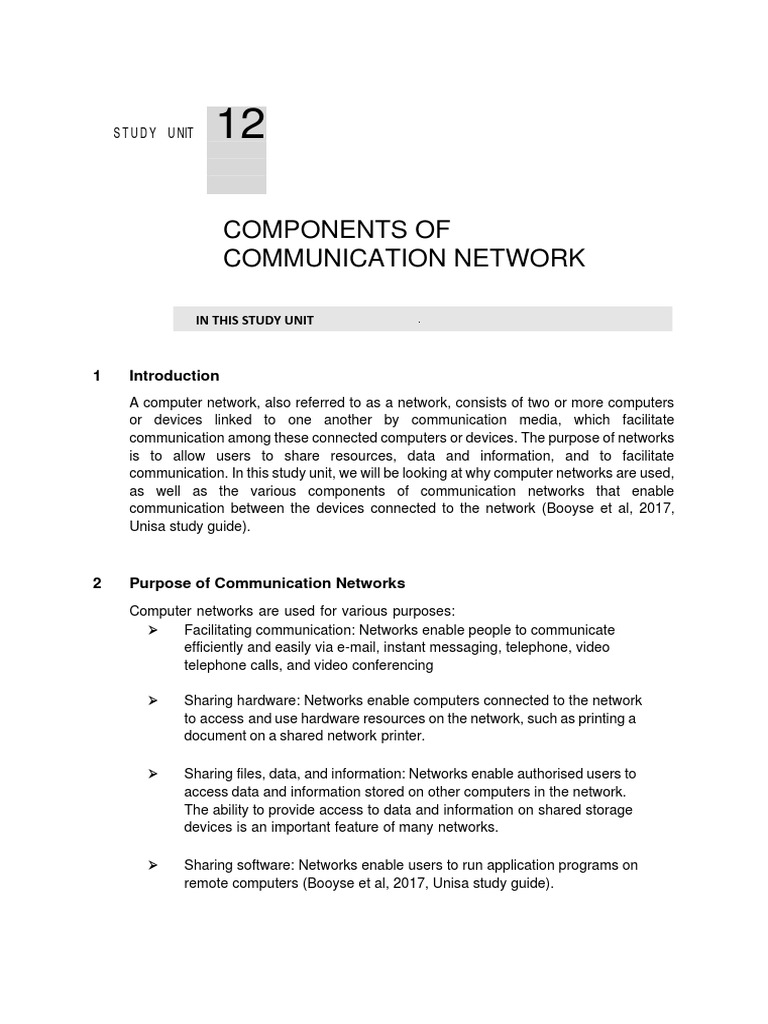 AIN1501 - Study Unit - 12 | PDF | Transmission Medium | Computer Network
