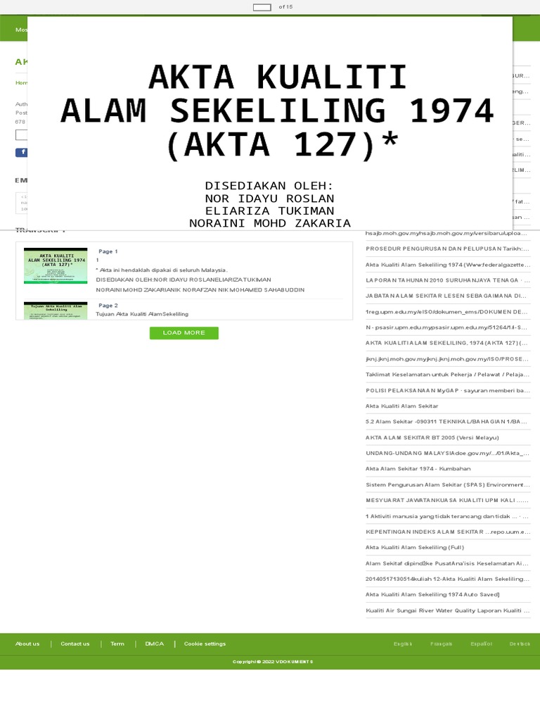 Akta Kualiti Alam Sekitar 1974 - Presentation - (PPT Powerpoint) | PDF