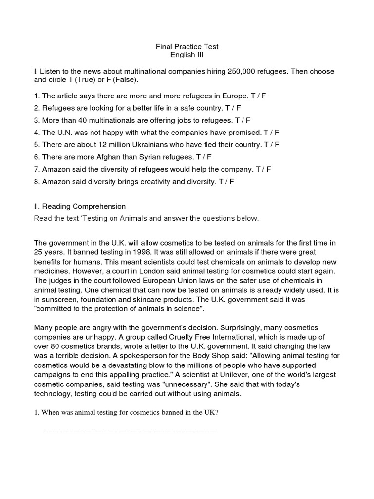 Final Practice Test Download Free Pdf Cosmetics Public Transport