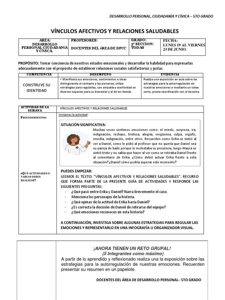 Guia 08 Vinculos Afectivos y Relaciones Saludables | PDF | Las emociones | Ira