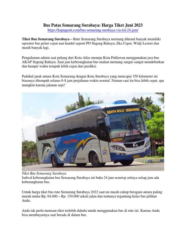 Bus Patas Semarang Surabaya | PDF