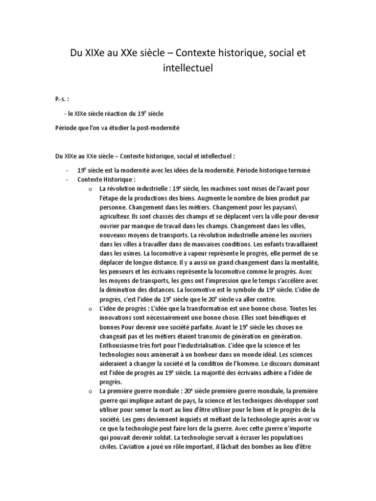 Contexte historique des XIXe et XXe siècles | PDF | Révolution ...